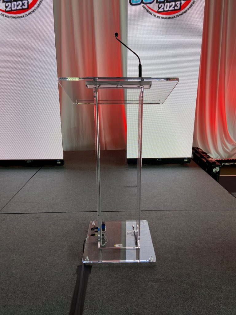 Column Acrylic Lectern With AV Connections - Podium Pros