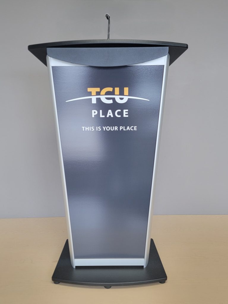 How Custom Lectern Signage Enhances Your Brand And Message - Podium Pros