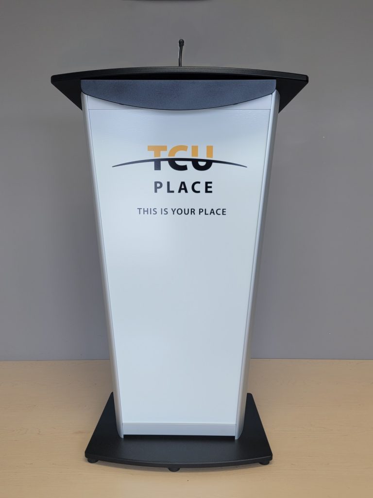 How Custom Lectern Signage Enhances Your Brand And Message - Podium Pros